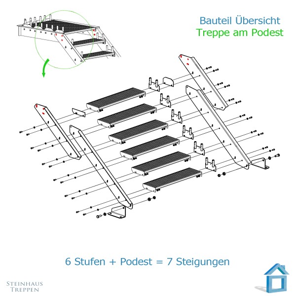 Mobile Stahltreppe verzinkt - Zugang für hohe Abrollcontainer ...