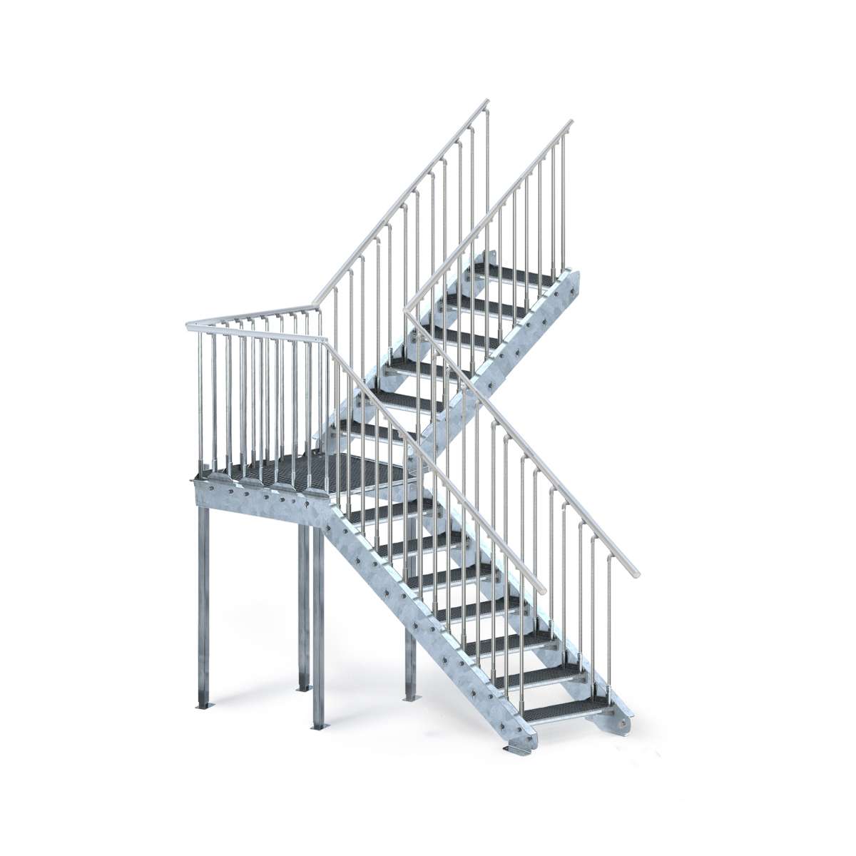 Stahltreppen mit Podest fertige Lösungen am Haus | Steinhaus Treppen ...