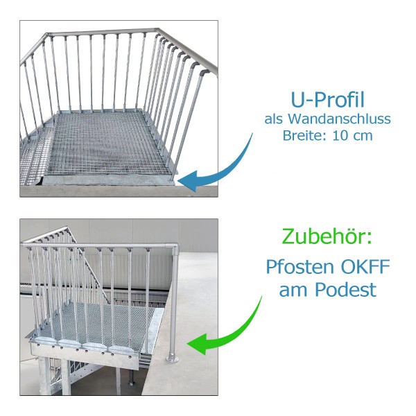Anbau Podest mit Stahltreppen Aufgang 4 Stufen Fertigbausatz ...