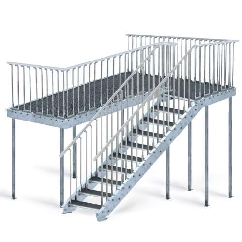 Stahltreppe Bausatz – freistehende Außentreppe mit Zwischenpodest für ...