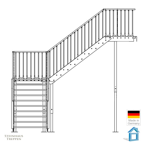 Eingangstreppe 120 cm Breite mit Wendelung, Nachrüst Bausatz ...